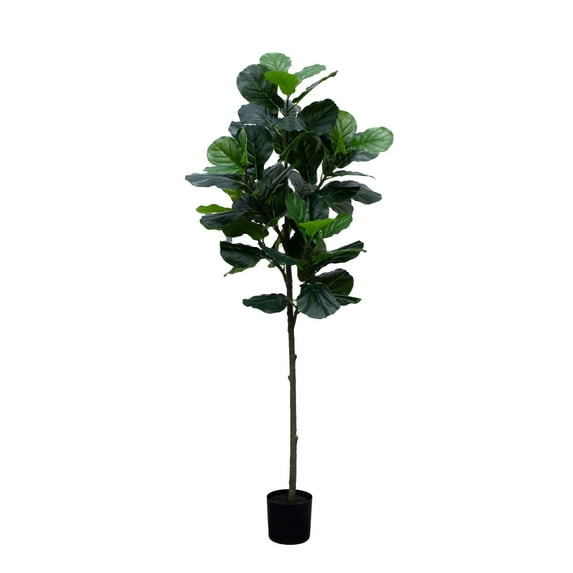 Mainstays 70" Artificial Indoor Fiddle Leaf Fig Tree in Black Pot ...