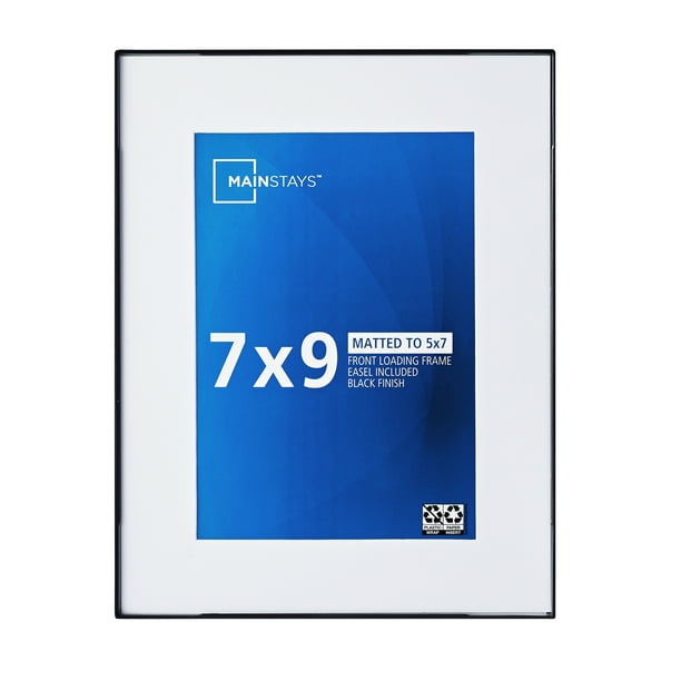Mainstays 7x9 Matted to 5x7 Front Loading Tabletop Picture Frame, Black ...