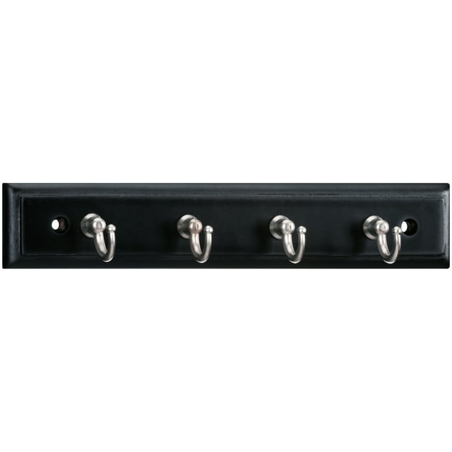 Mainstays 8.75" Black Key Rack, 4 Satin Nickel Hooks, 2 lbs Working ...