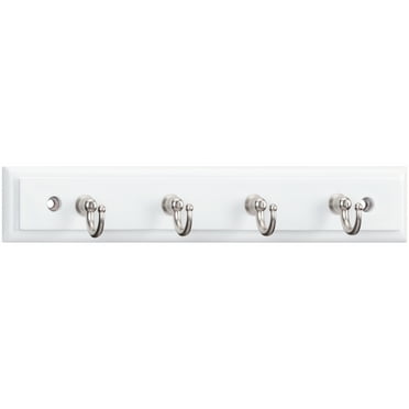 Mainstays, Hook Board, 18 in White Hookboard with 4 Satin Nickle Hooks ...