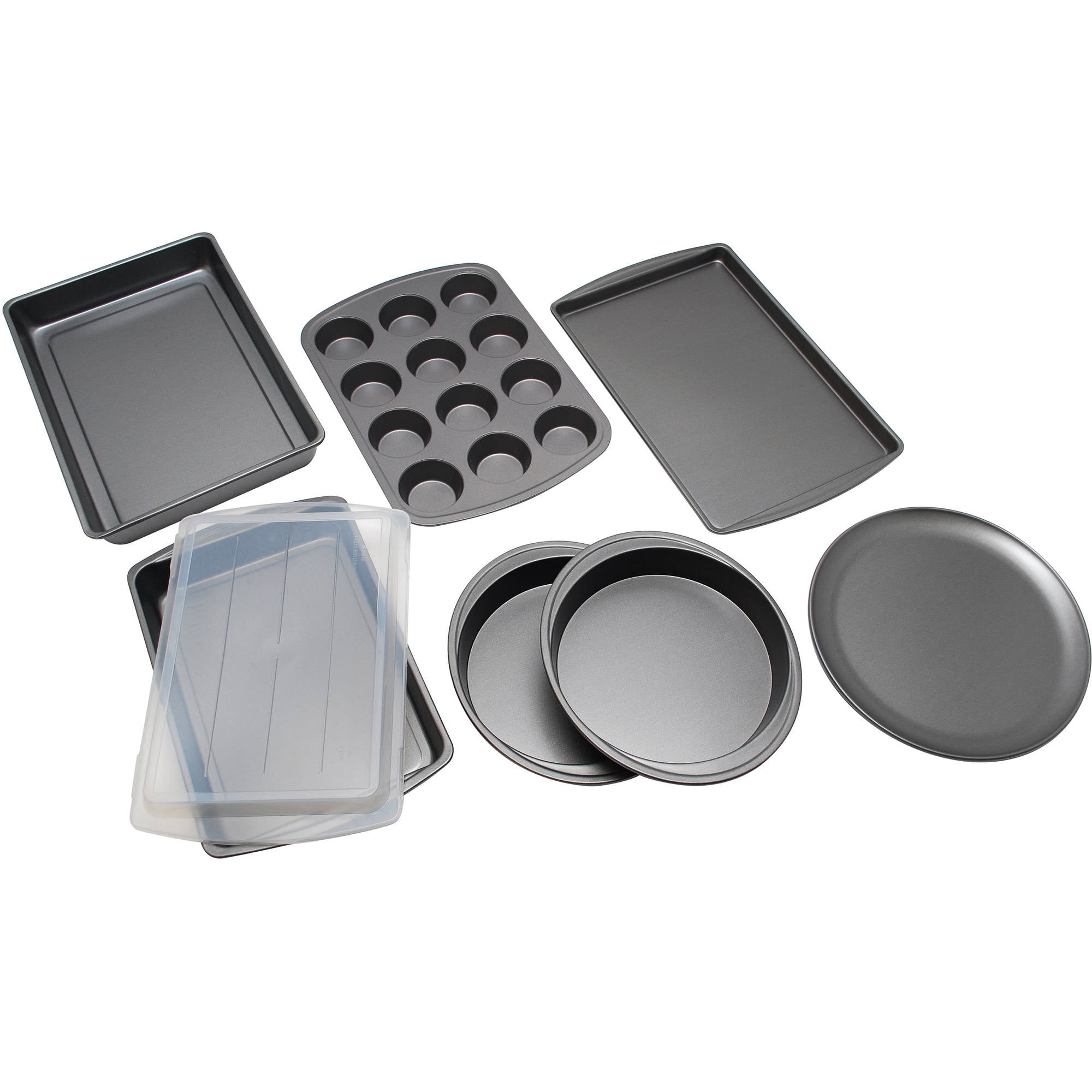 Mainstays 8-Piece Nonstick Bakeware Set, Steel, Grey - Baking Pans ...
