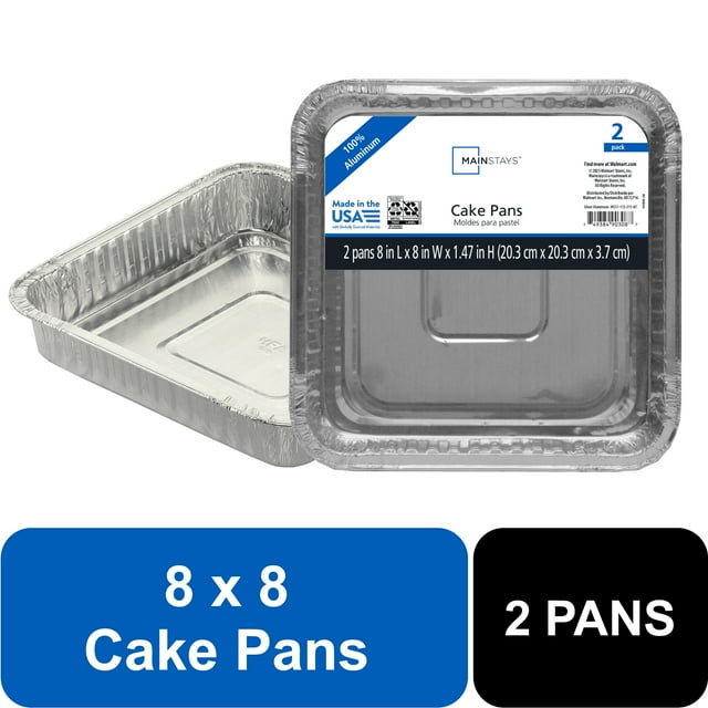 Mainstays 8" Aluminum Square Cake Pan, 2 Count - Walmart Business Supplies