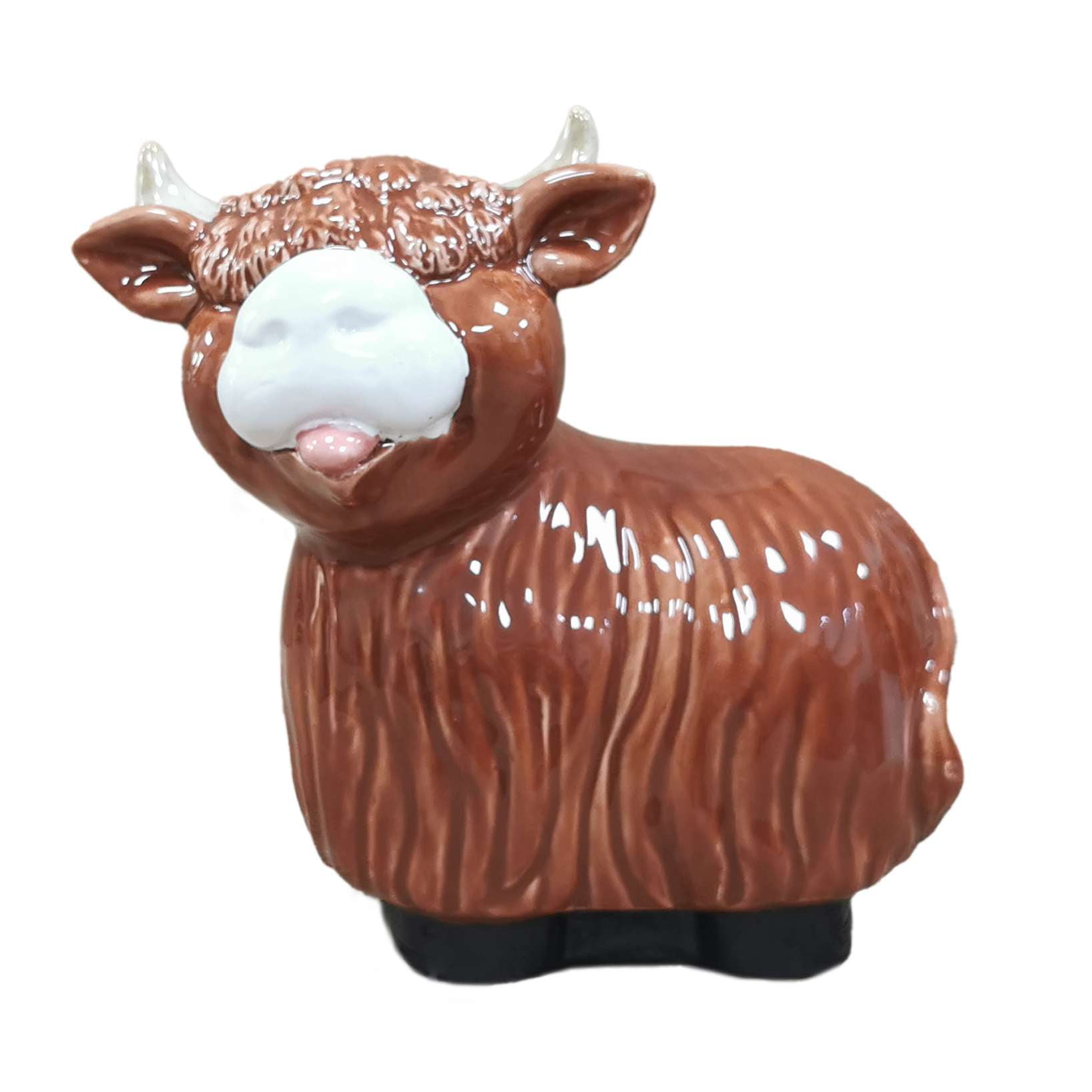 Mainstays Ceramic Highland Cow Garden Decor 8in Brown Rustic Outdoor ...