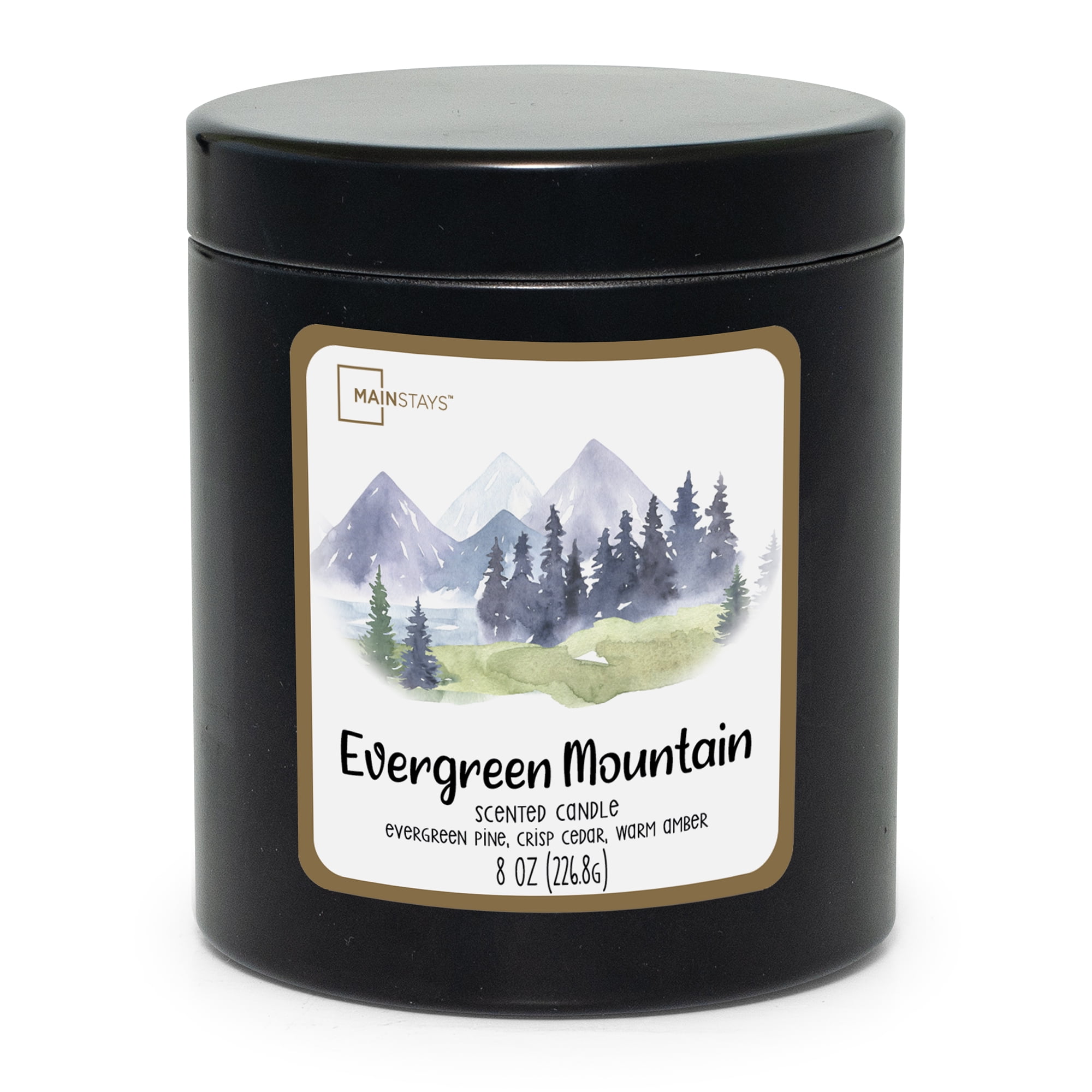 Mainstays Evergreen Mountain 8oz Black Tin Candle - Walmart.com