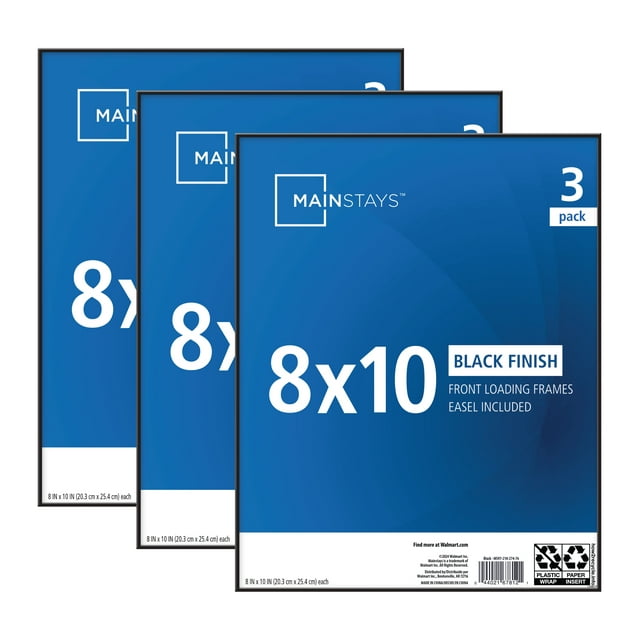 Mainstays 8x10 Front Loading Basic Tabletop Picture Frame, Black, Set ...