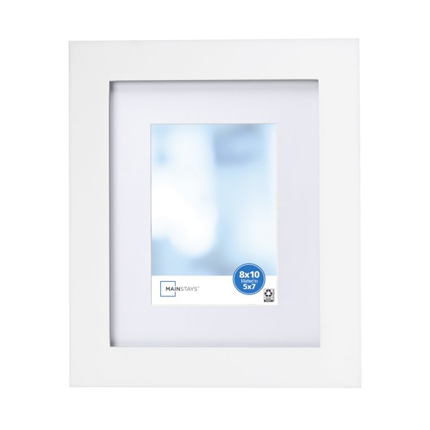 Mainstays 8x10 Matted to 5x7 Flat Wide White Gallery Wall Picture Frame ...