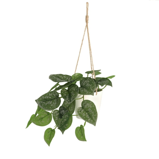 Mainstays 9" Artificial Hanging Pothos in White Planter Pot - Walmart ...