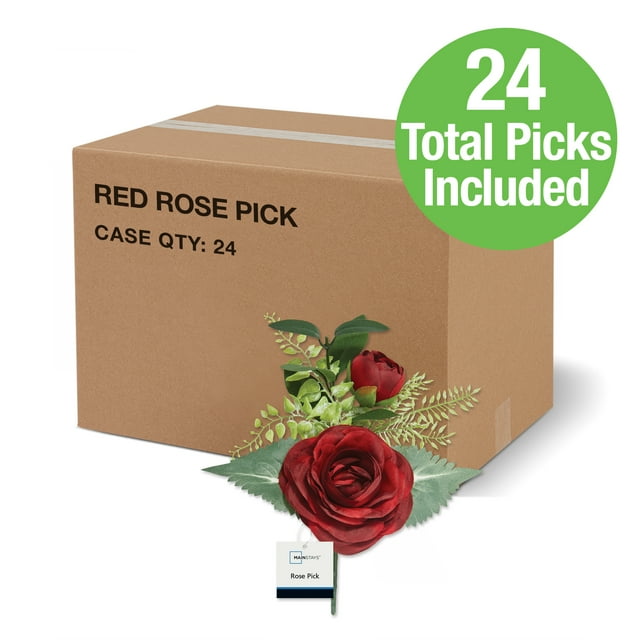 Mainstays 9" Artificial Mini Red Rose Bouquet Pick, 24pk - Walmart.com