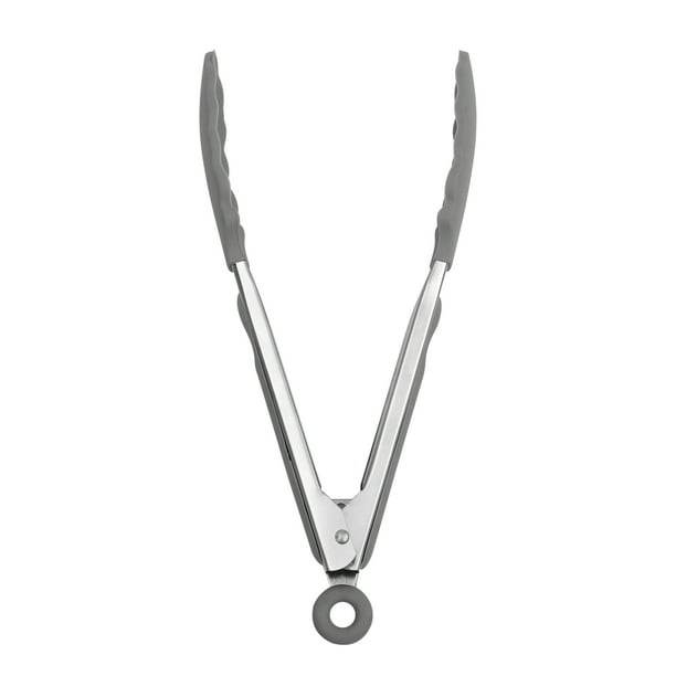 Mainstays 9" Stainless Steel and Silicone Locking Tongs, Soft Grip ...