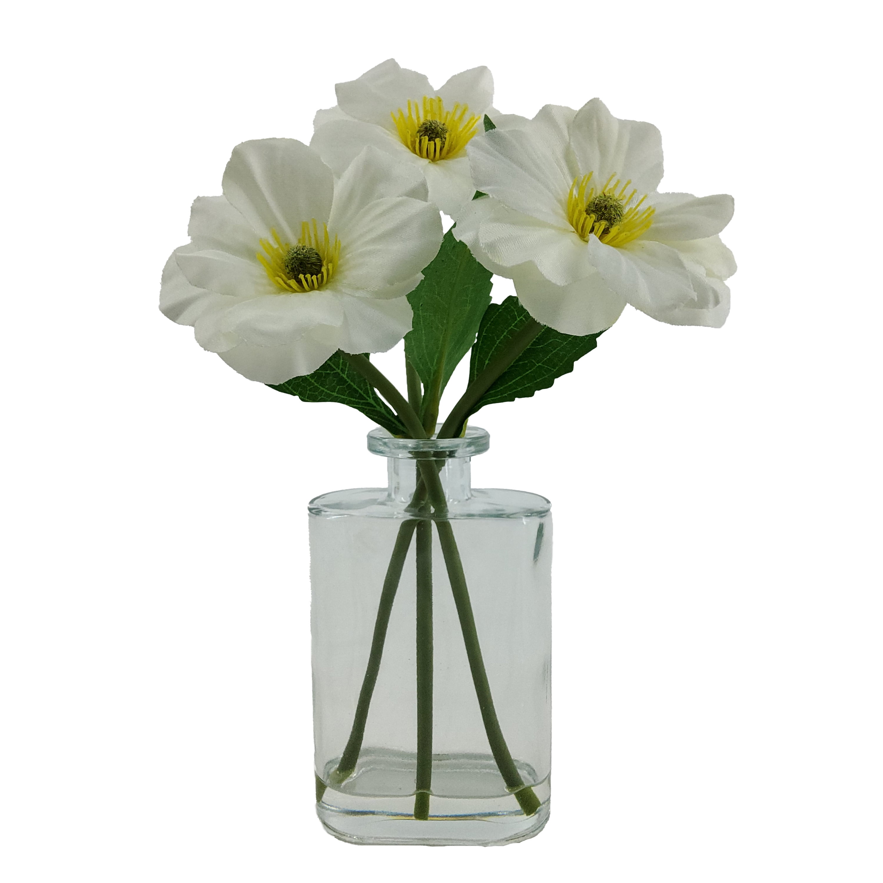 Mainstays 9in Indoor Artificial Magnolia in Glass Vase, White, Lifelong ...