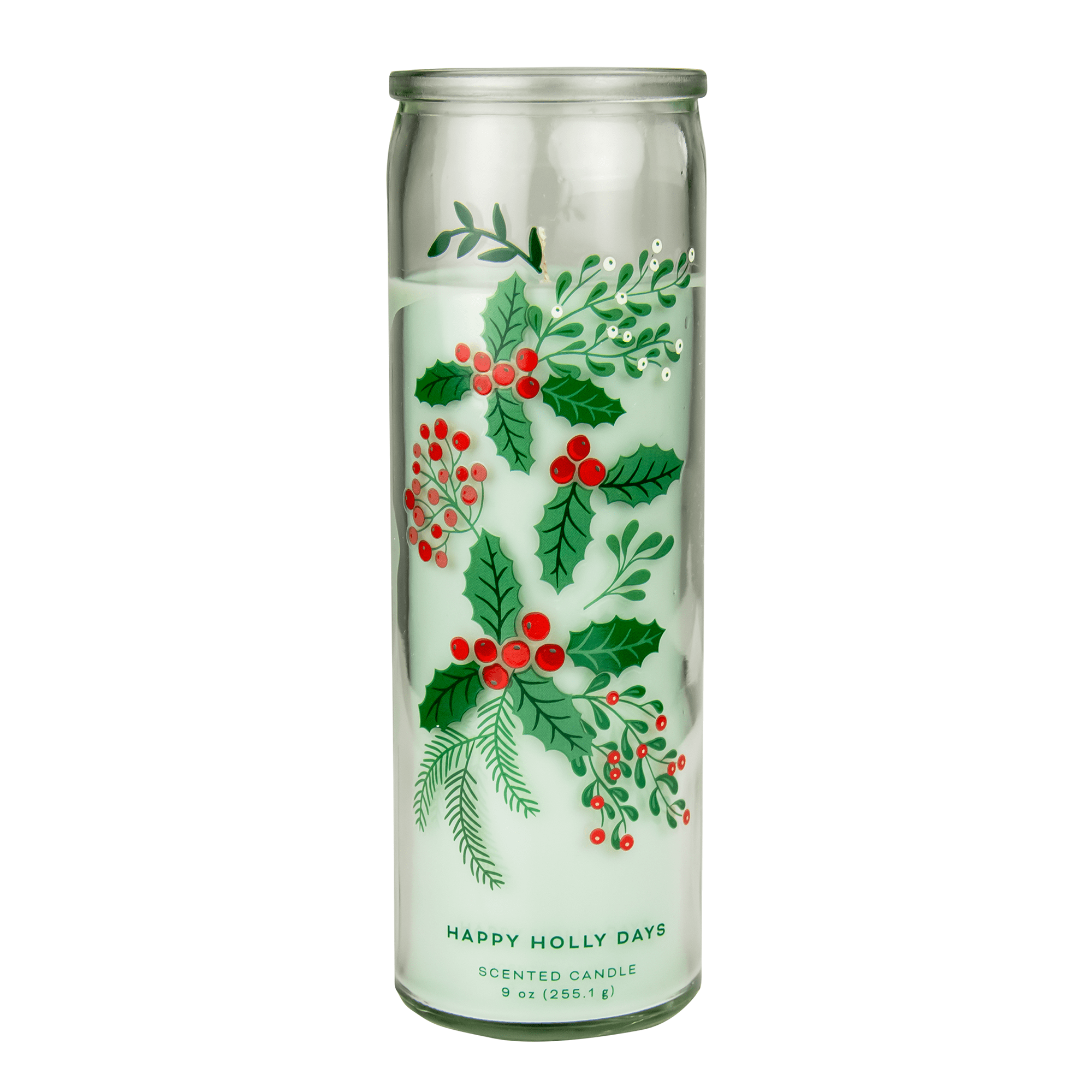 Mainstays 9oz Holiday Pillar Candle, Happy Holly Days, Christmas Aroma ...