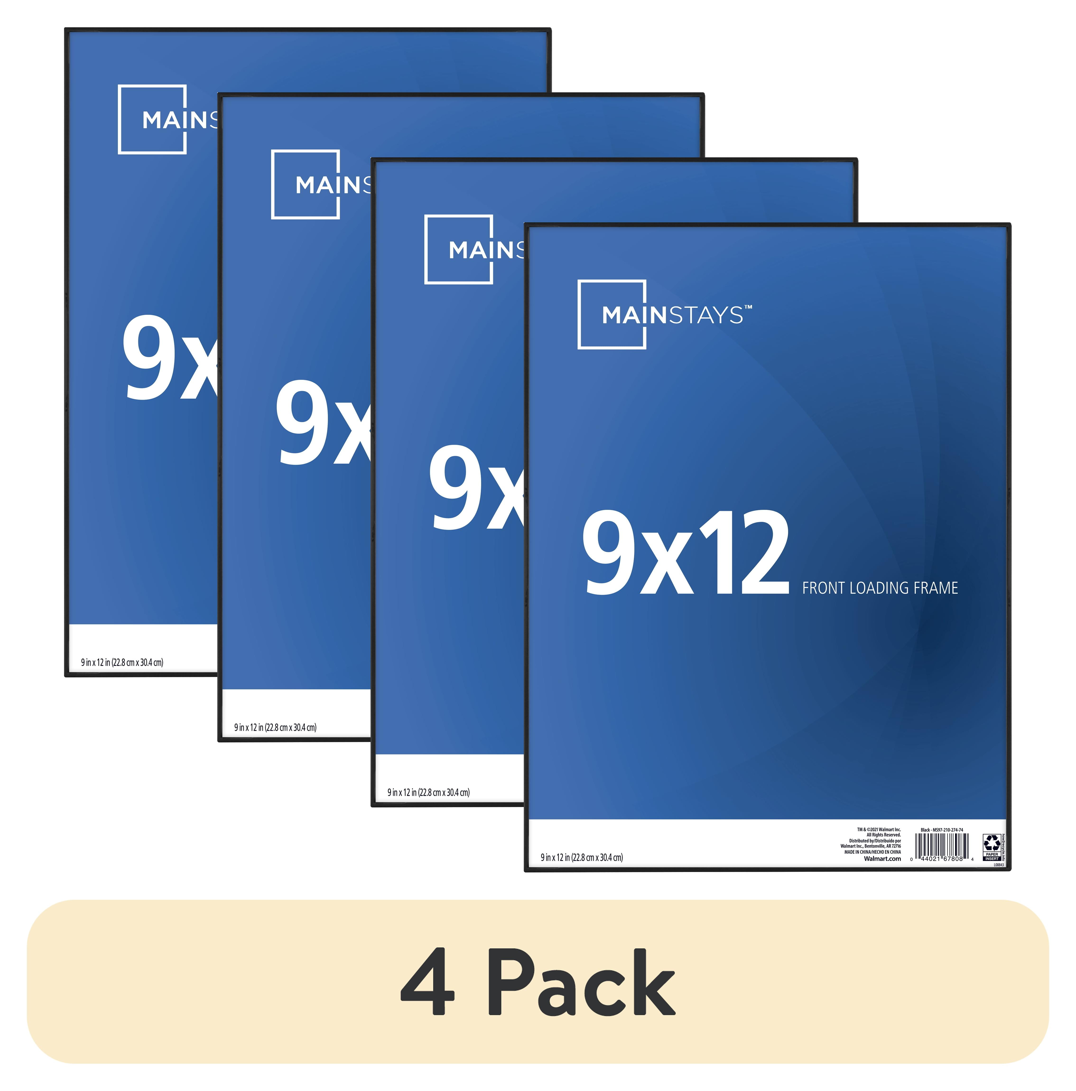 (4 pack) Mainstays 9x12 Front Loading Wall Picture Frame, Black ...