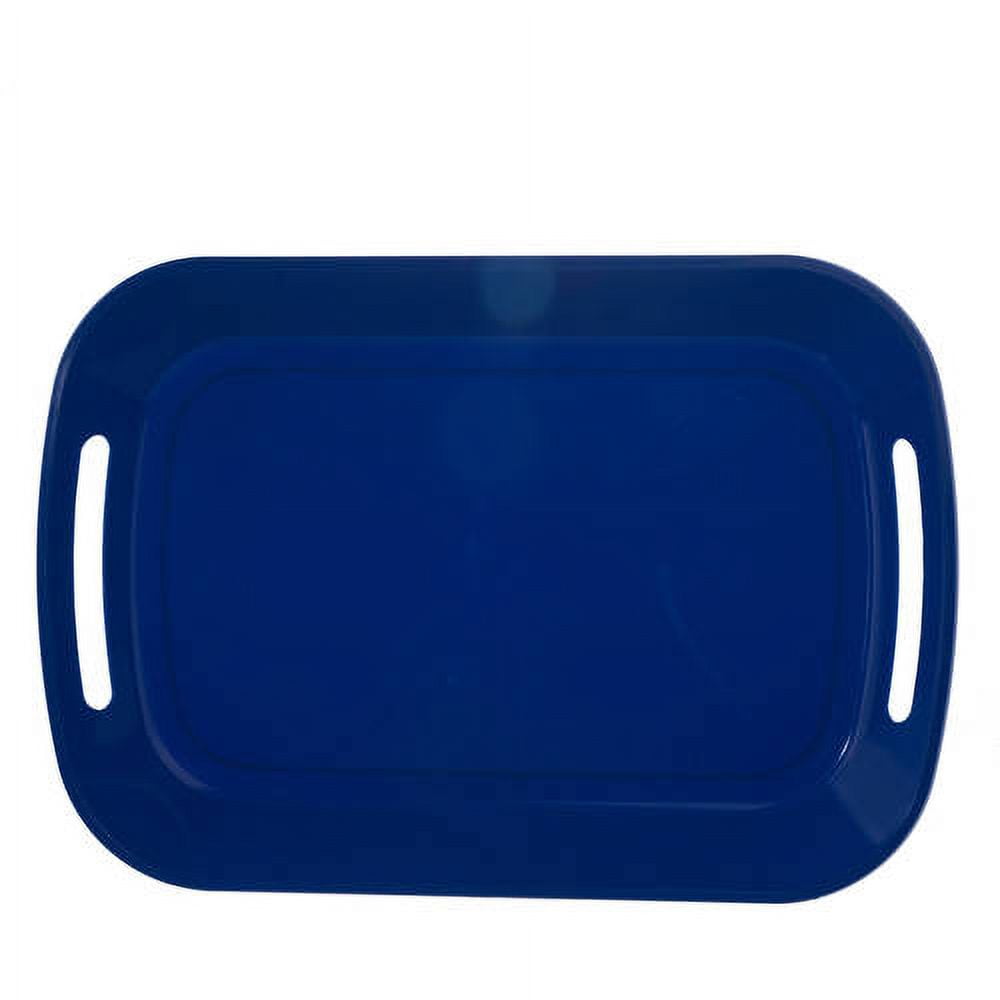 Mainstays Royal Blue Plastic Serving Tray 16.5x11.4 Durable Easy Clean ...