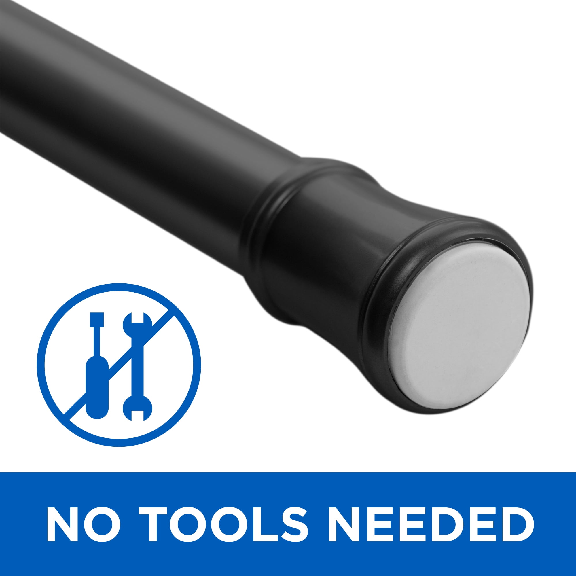 Mainstays Black Adjustable Tension Window Curtain Rod, 1" Diameter, 48 ...