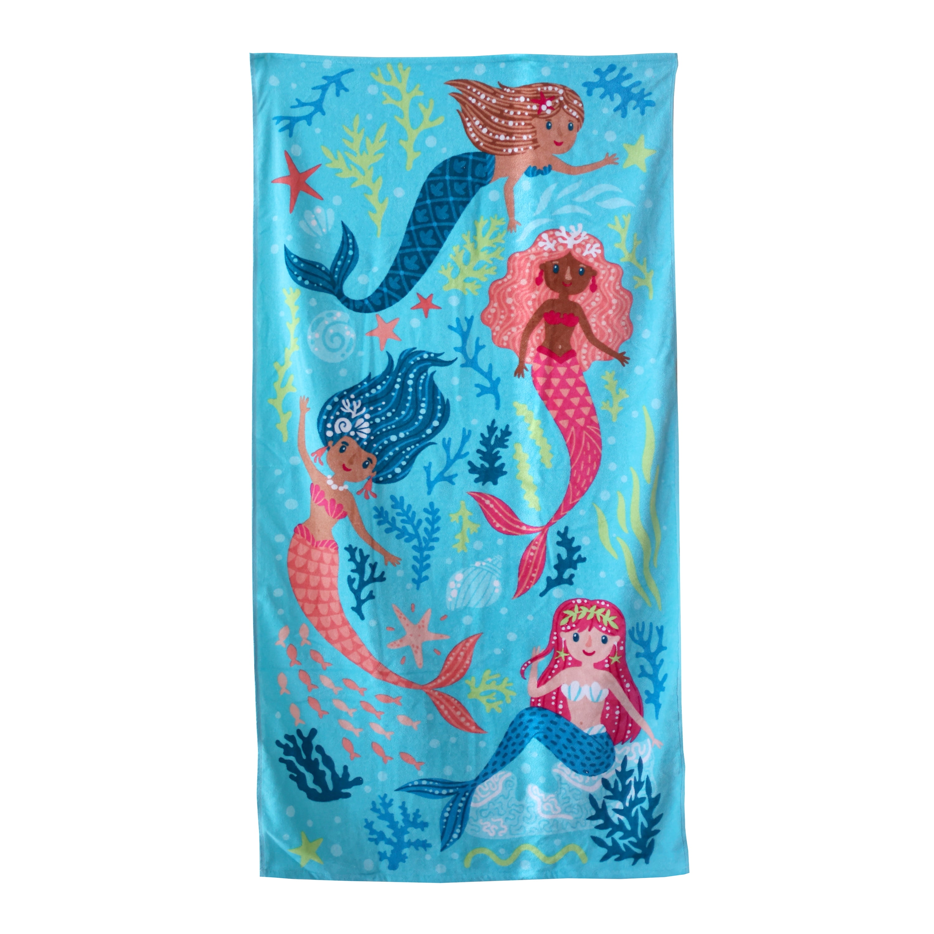 Mainstays Adult Velour Cotton Blend Mermaids Quick Dry Beach Towel, 28 ...
