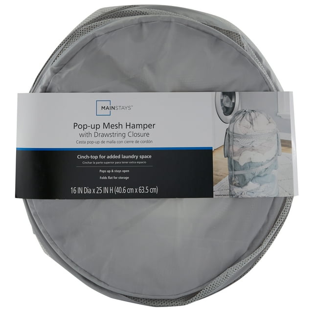 Mainstays Adults Easy Carry Handles Laundry Hamper with Cinch Top, Soft ...