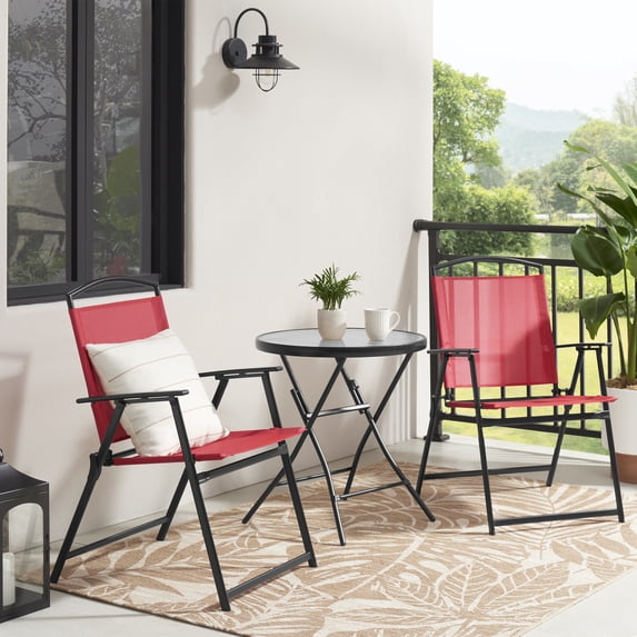 Mainstays Albany Lane 3 Piece Outdoor Bistro Set, Red - Walmart.com