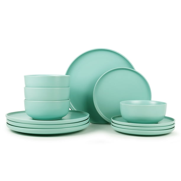 Mainstays Alessandra Mint 12-Piece Stoneware Dinnerware Set - Walmart.com