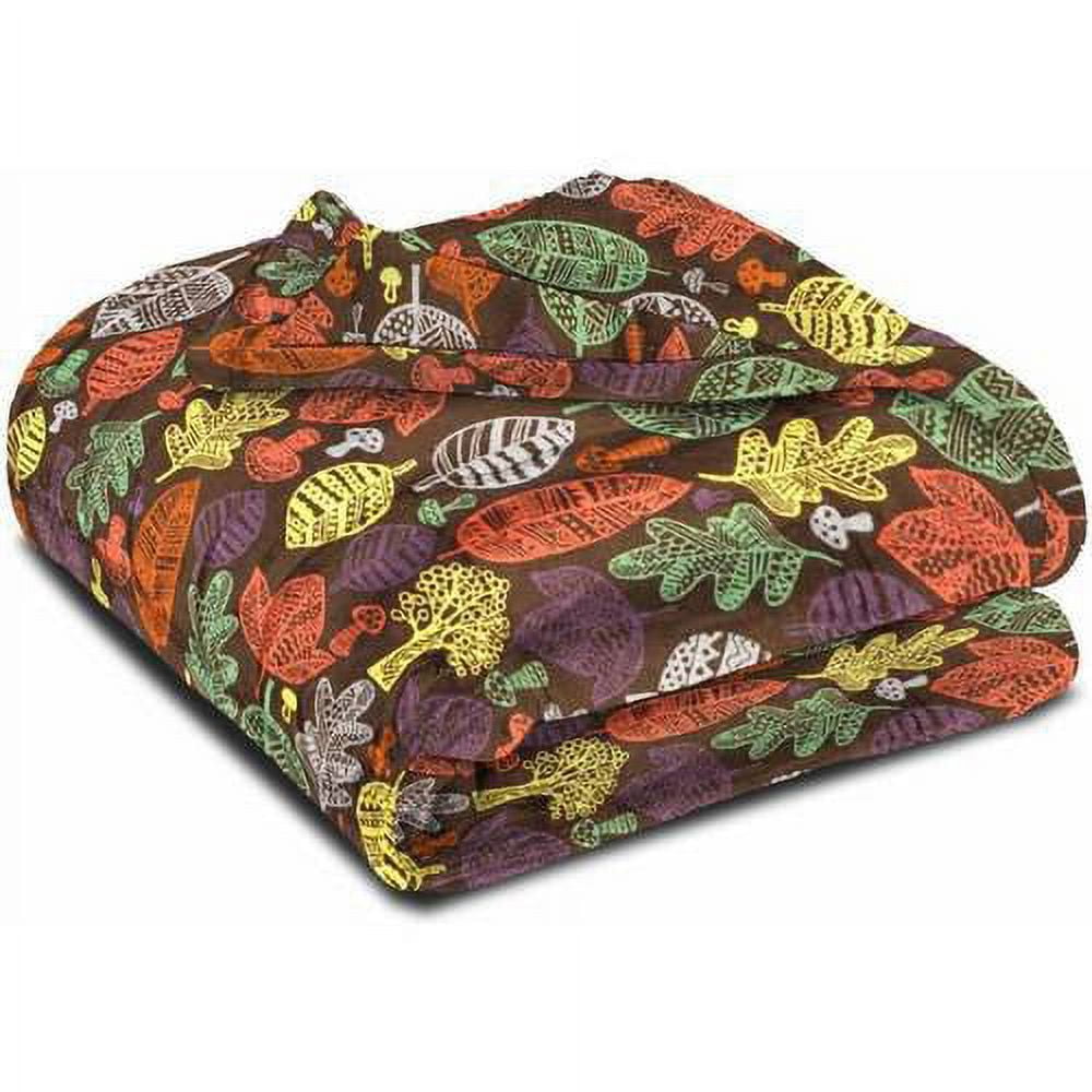 Mainstays All Over Leaf Printed Microplush Throw- 50" x 60" - Walmart.com