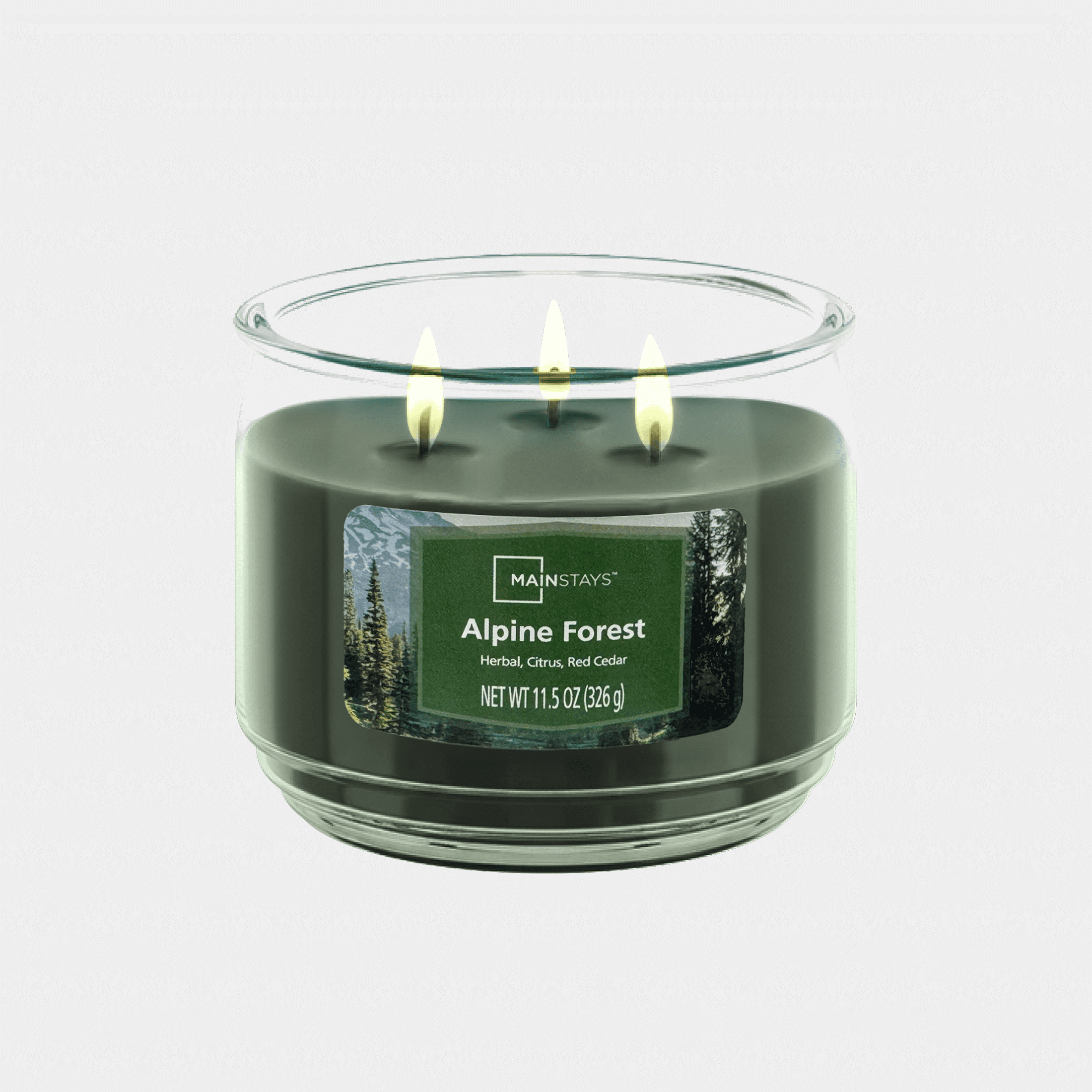 Mainstays Alpine Forest Scented 3-Wick Glass Jar Candle, 11.5 oz with ...