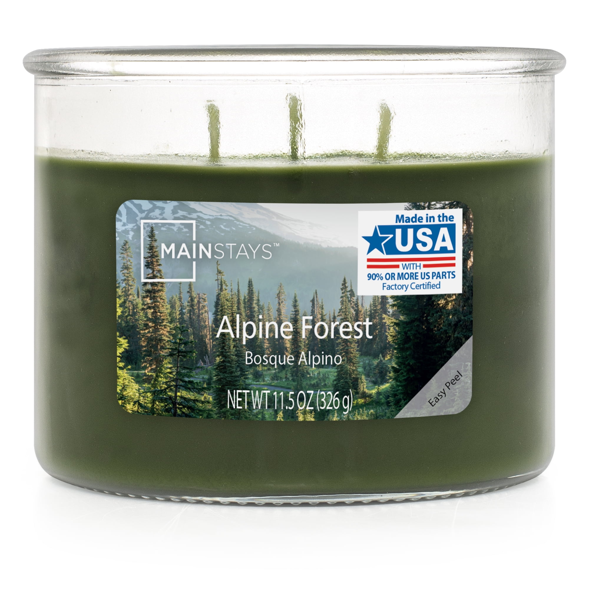 Mainstays Alpine Forest 3-Wick Candle 11.5 oz Woodland Herbs Cypress ...