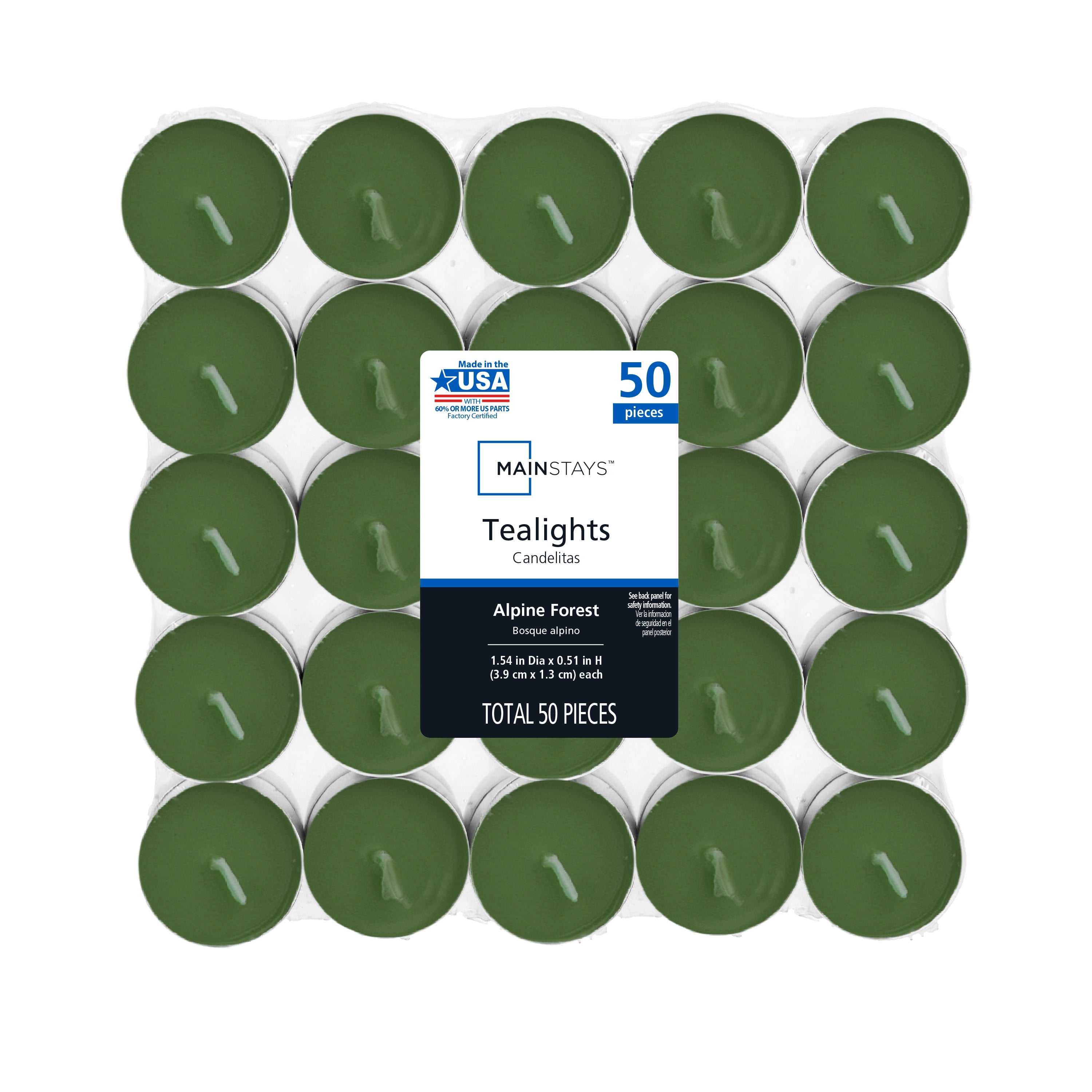 Mainstays Alpine Forest Scented Indoor/Outdoor Tealight Candles, 50 ...