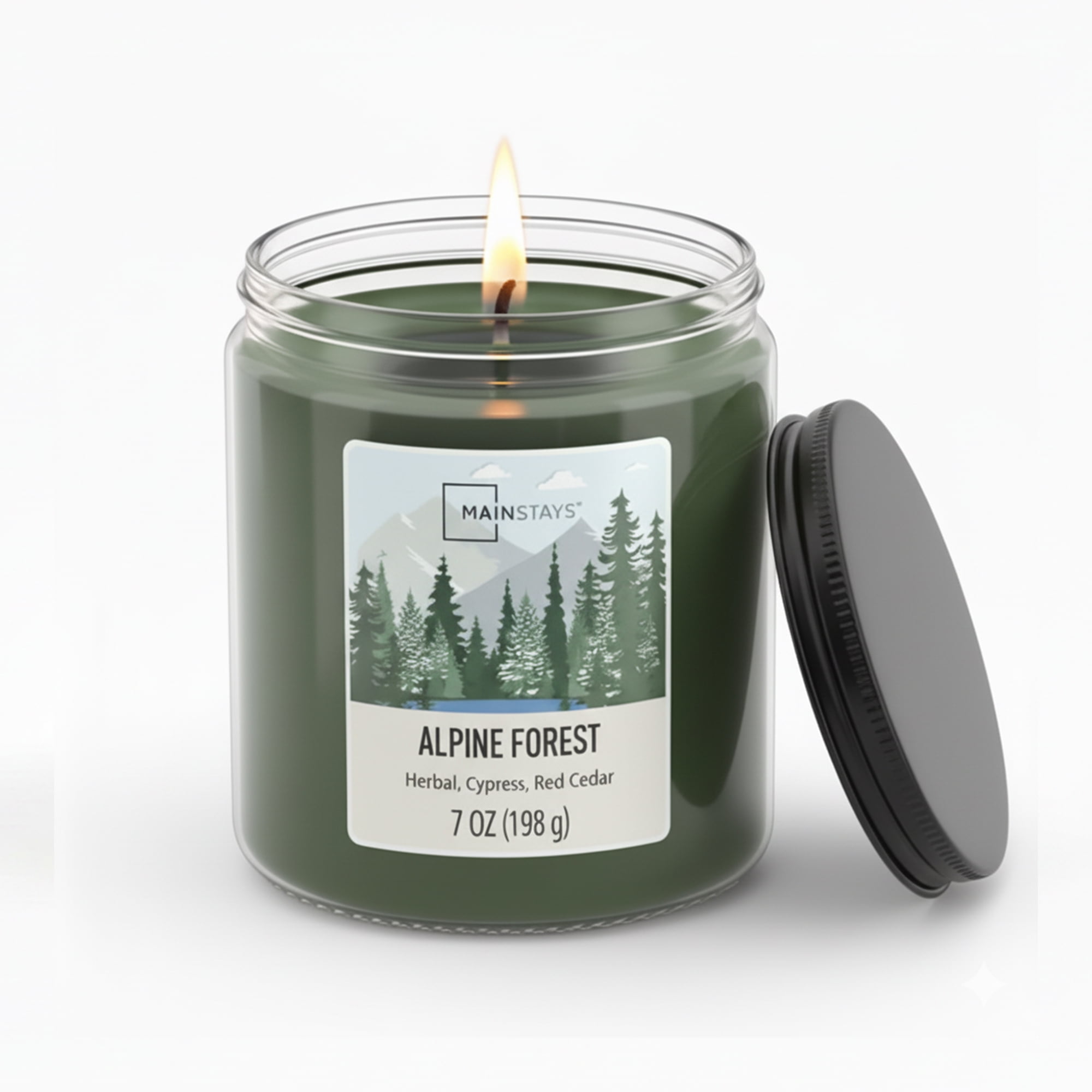Mainstays Alpine Forest Scented Candle 7oz Glass Jar with Twist Lid ...