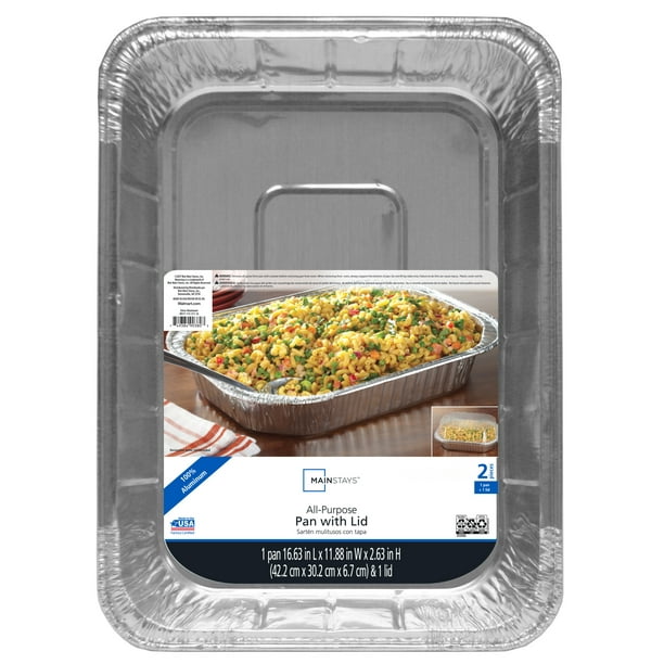 Mainstays Aluminum All-Purpose Baking Pan with Lid 1 Count Take-Out 16. ...