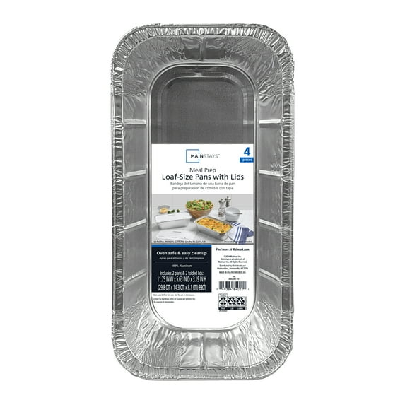 Mainstays Aluminum Foil 5 Pound Meal Prep Pans with Lids 2 Count for ...