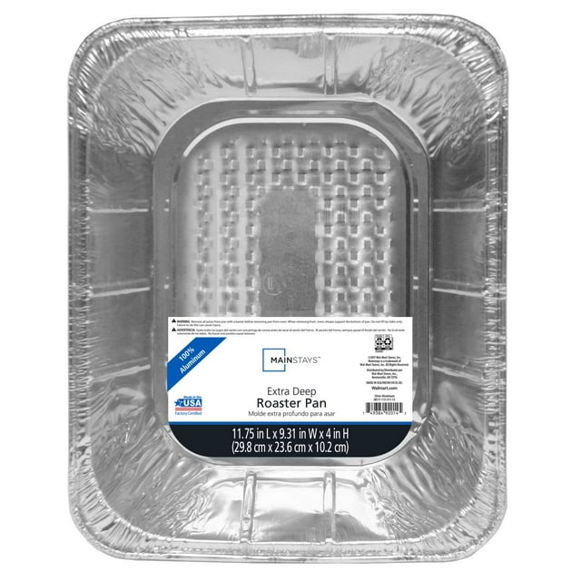 Mainstays Aluminum Foil Rectangular Extra Deep Roaster Pan, 1 Count ...