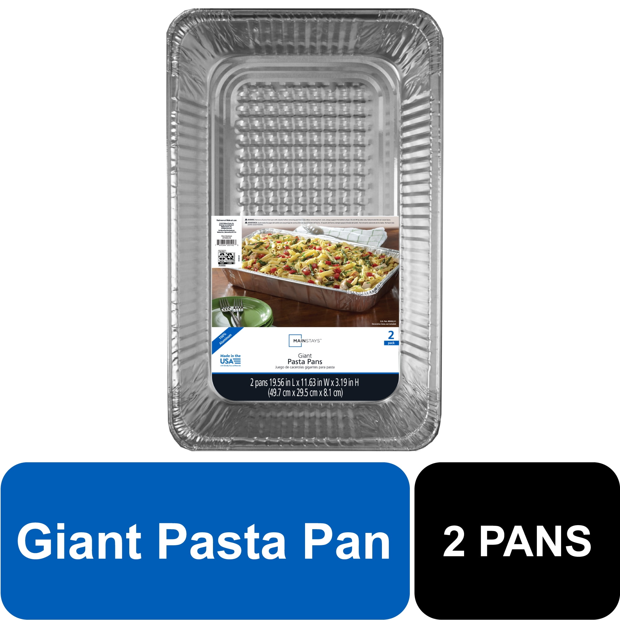 Mainstays Aluminum Full Steam Pan, 19.5" x 11.6", Giant Disposable ...