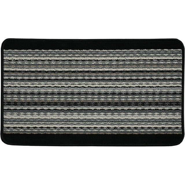 Mainstays Apollo Striped Indoor Polypropylene Area Rug, Black, 17.4" x ...