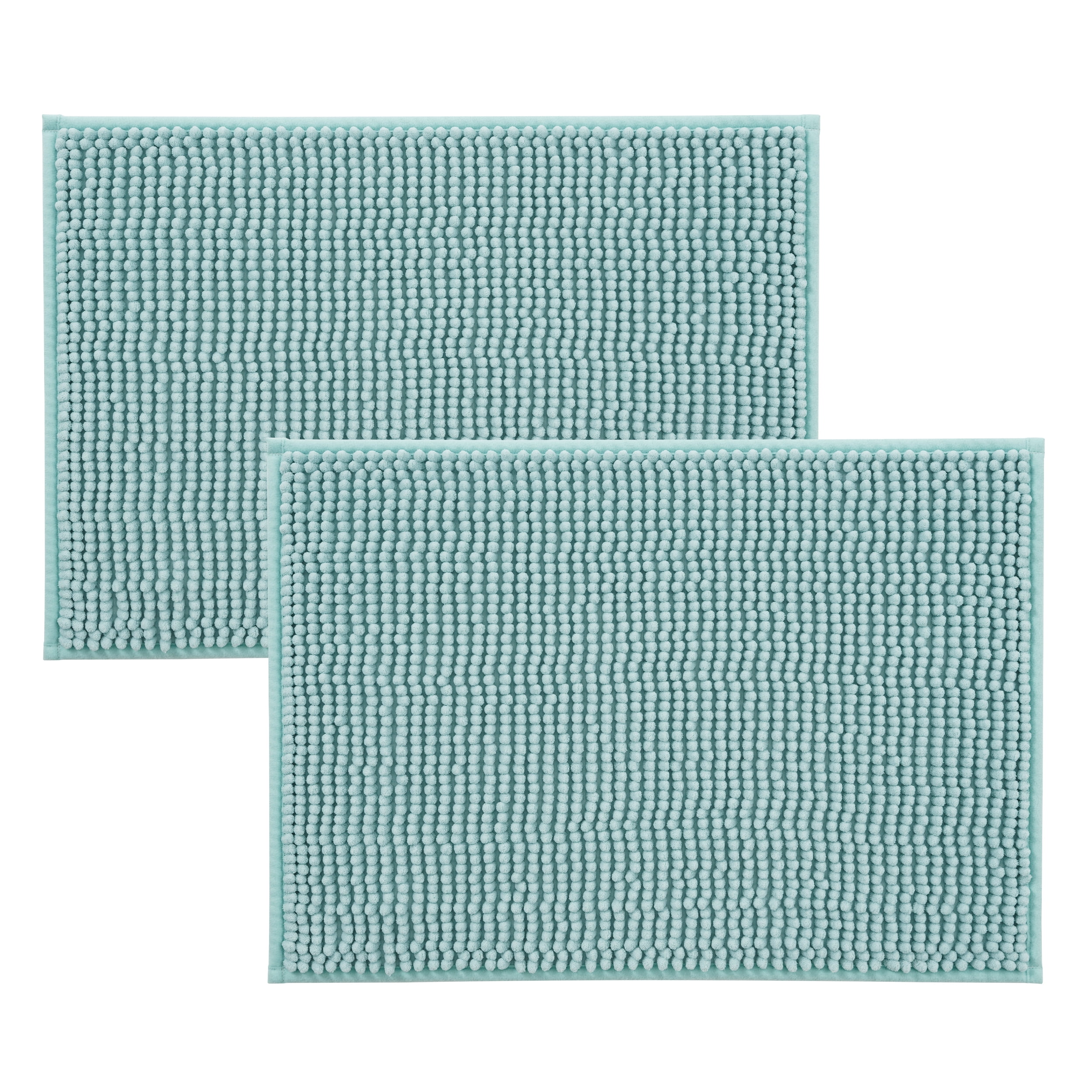 Mainstays Aqua 2-Piece Chenille Noodle Bath Rug Set 17"x24" - Walmart.com