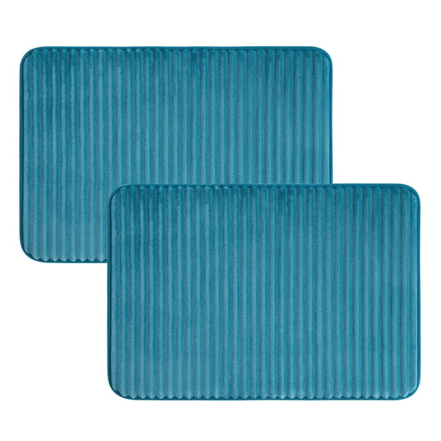 Mainstays Aqua 2-Piece Performance Foam 17"x 24" Bath Rug Set - Walmart.com