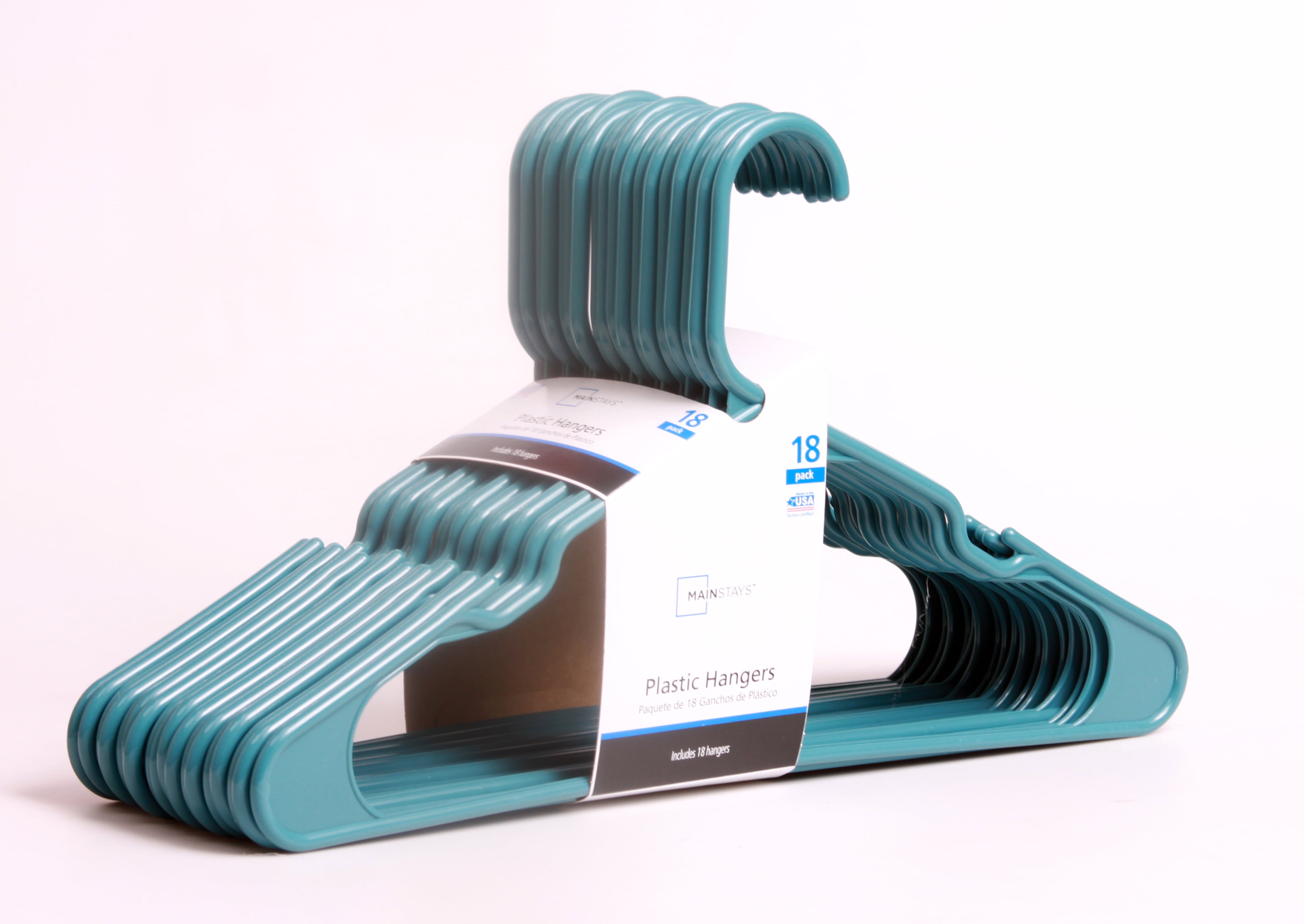 Mainstays Aqua Slate Plastic Clothes Hangers, 18 Count - Walmart.com