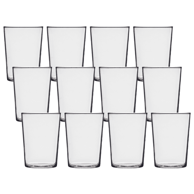 Mainstays Arabella Drinking Glass, 16 oz Clear Tumbler, Set of 12 ...