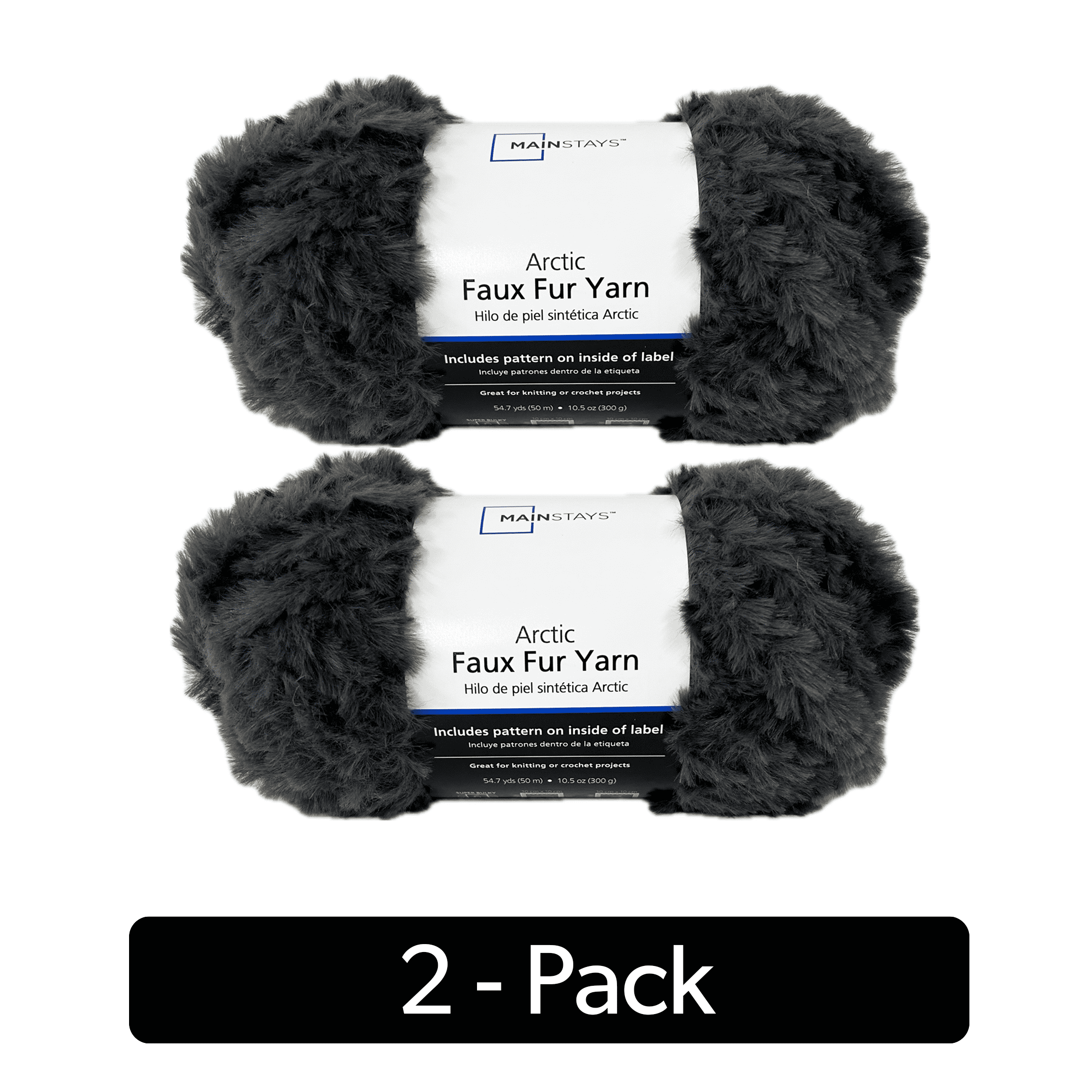 Mainstays Arctic Fur Yarn, 54.7 yd, Dark Grey, 100% Polyester, Super ...