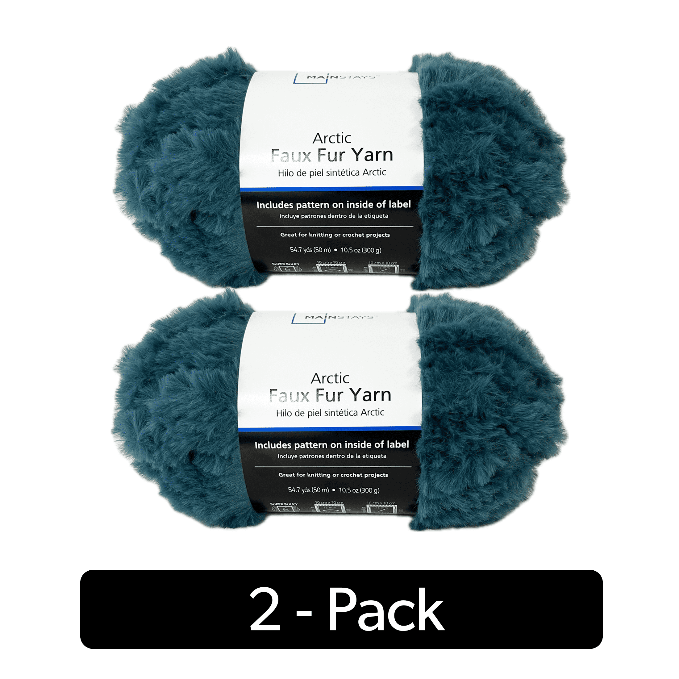 Mainstays Arctic Fur Yarn, 54.7yd, Green, 100% Polyester, Super Bulky ...