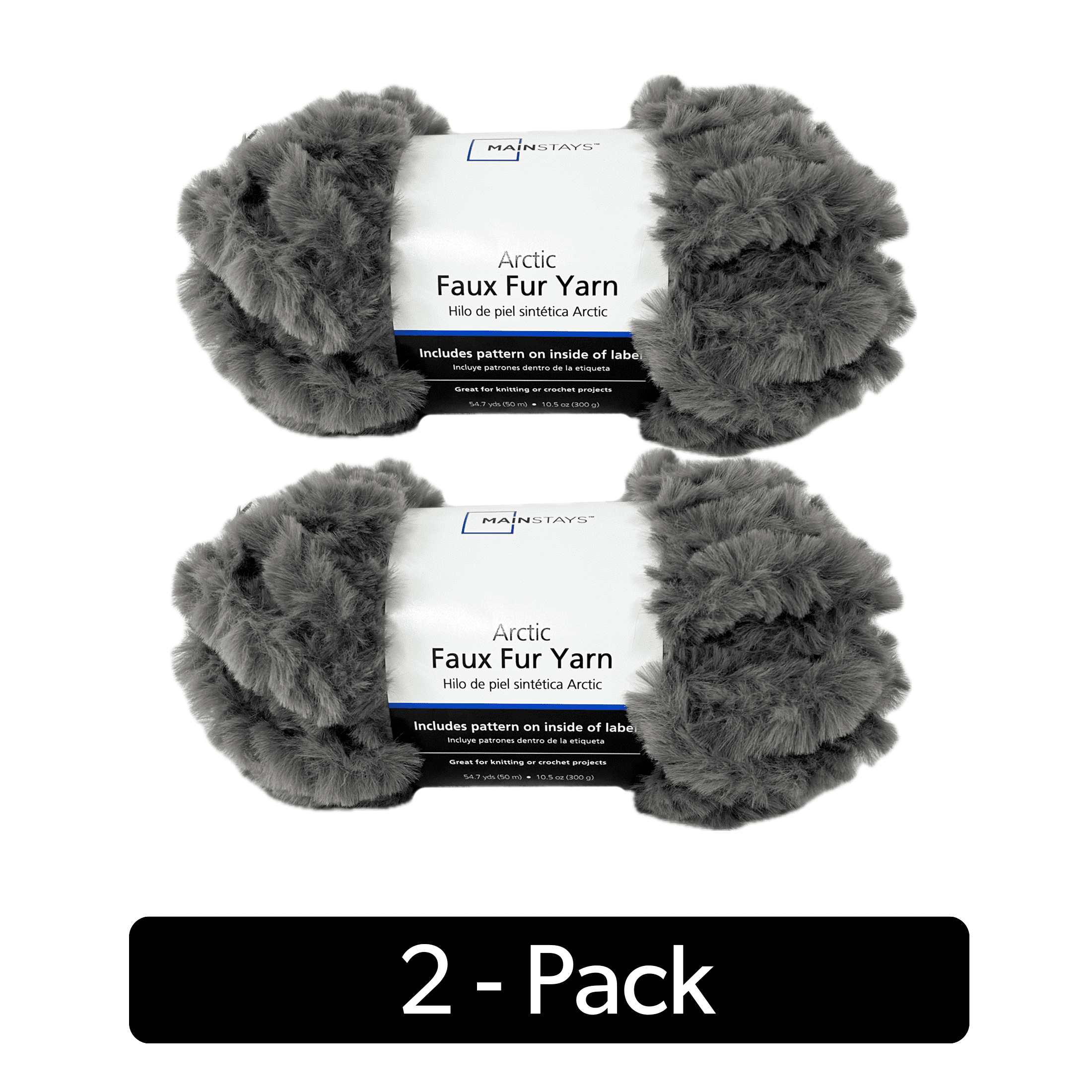 Mainstays Arctic Fur Yarn, 54.7 yd, Grey, 100% Polyester, Super Bulky ...