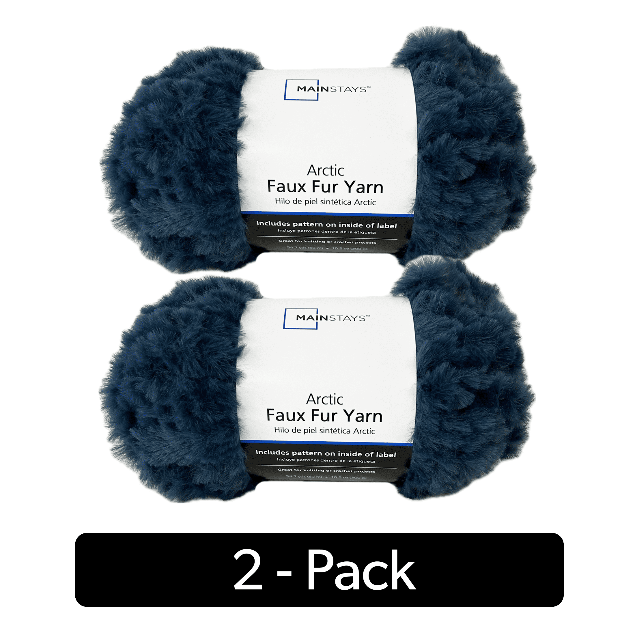 Mainstays Arctic Fur Yarn, 54.7 yd, Navy, 100% Polyester, Super Bulky ...