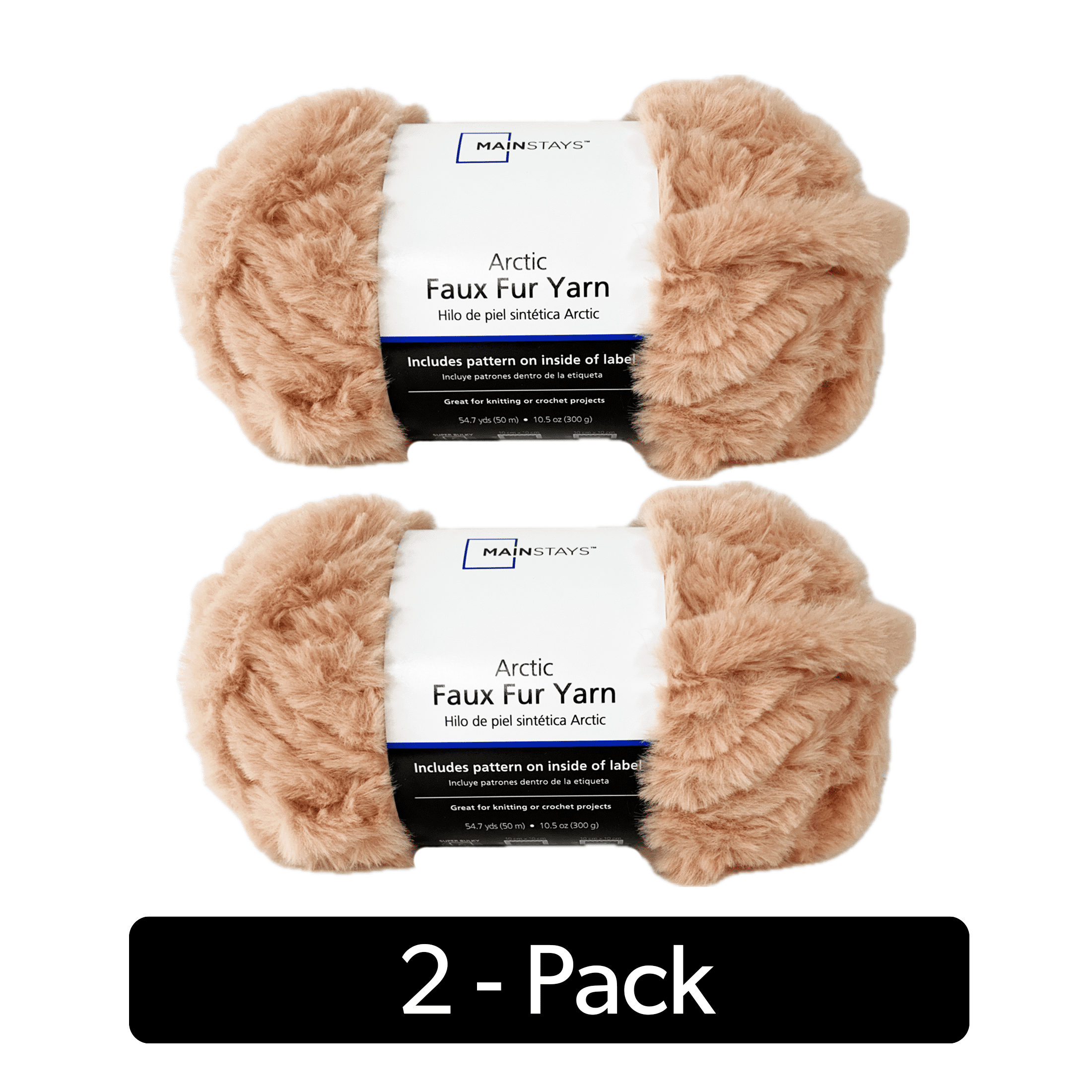 Mainstays Arctic Fur Yarn, 54.7 yd, Pink, 100% Polyester, Super Bulky ...