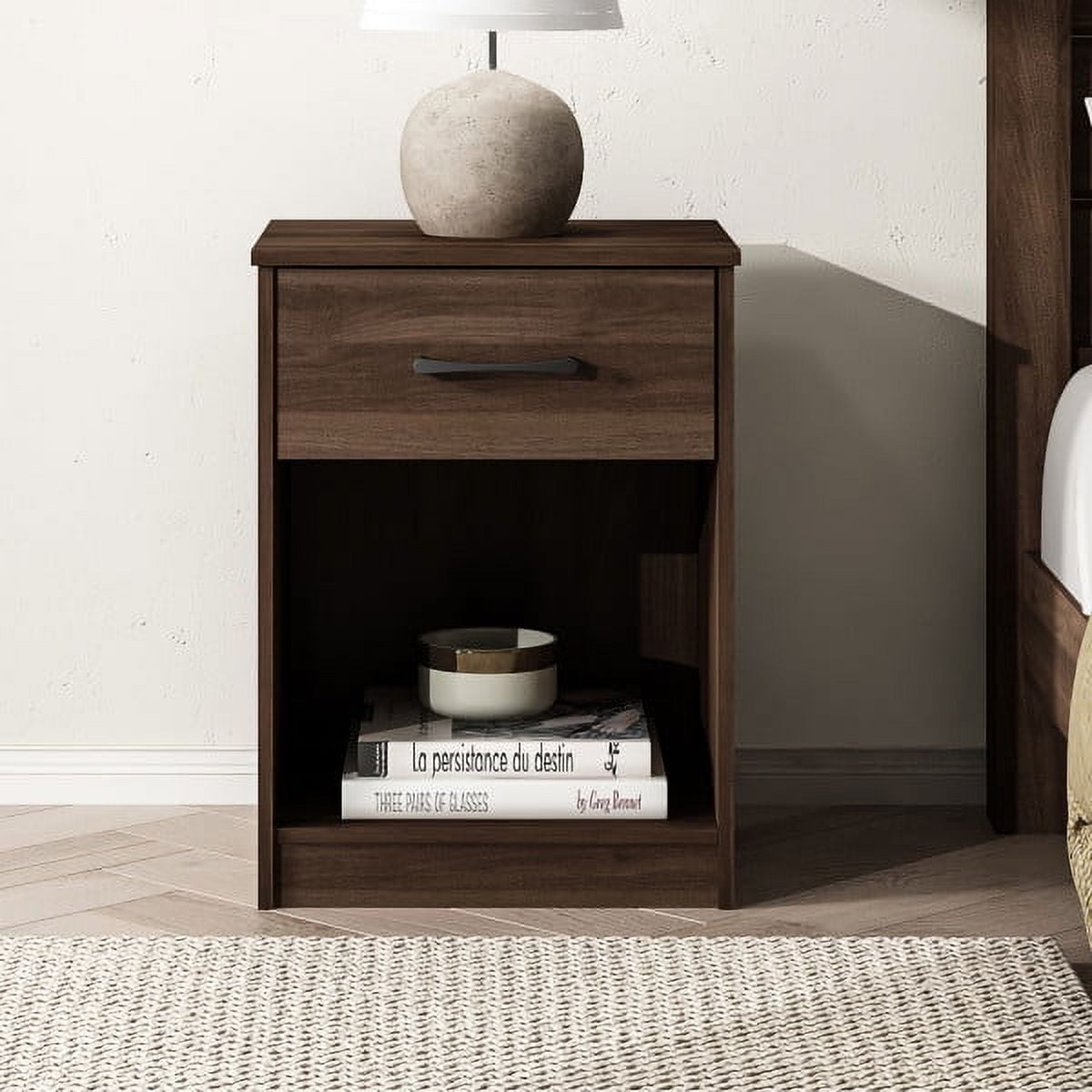 Mainstays Ardent Nightstand with 1 Drawer, Dark Walnut - Walmart.com