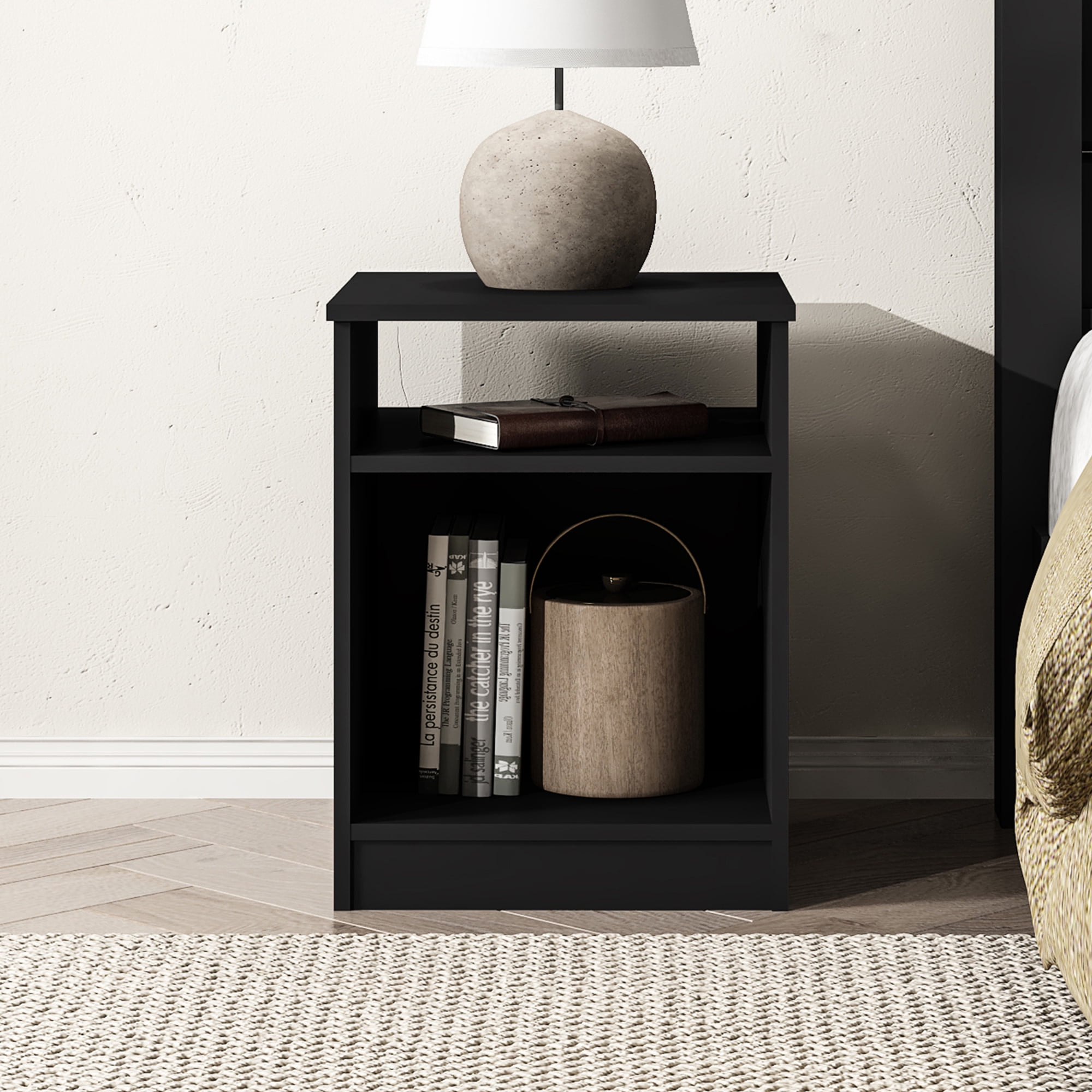 Mainstays Ardent Open Shelf Nightstand, Black - Walmart.com