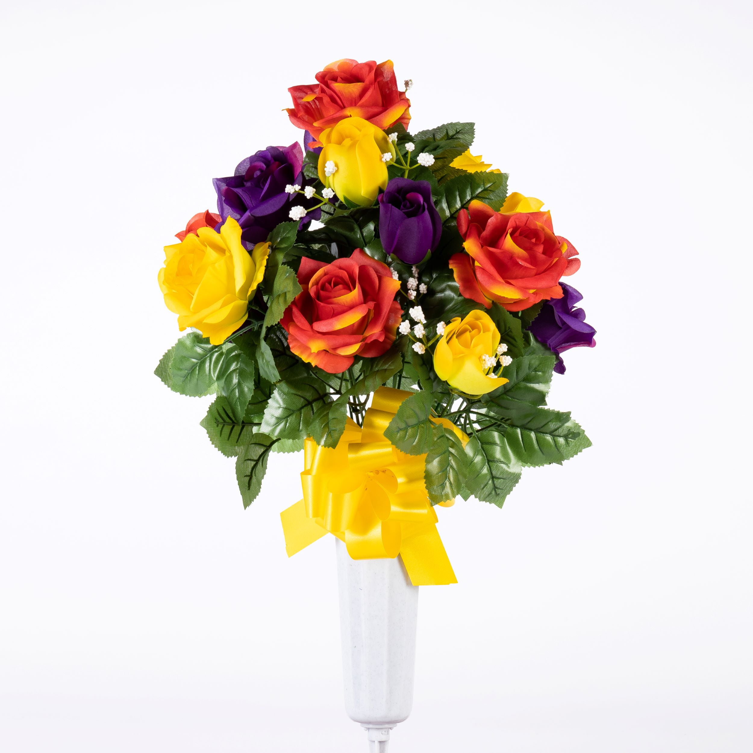 Mainstays Artificial 22"H Multicolor Rose Vase - Walmart Business Supplies