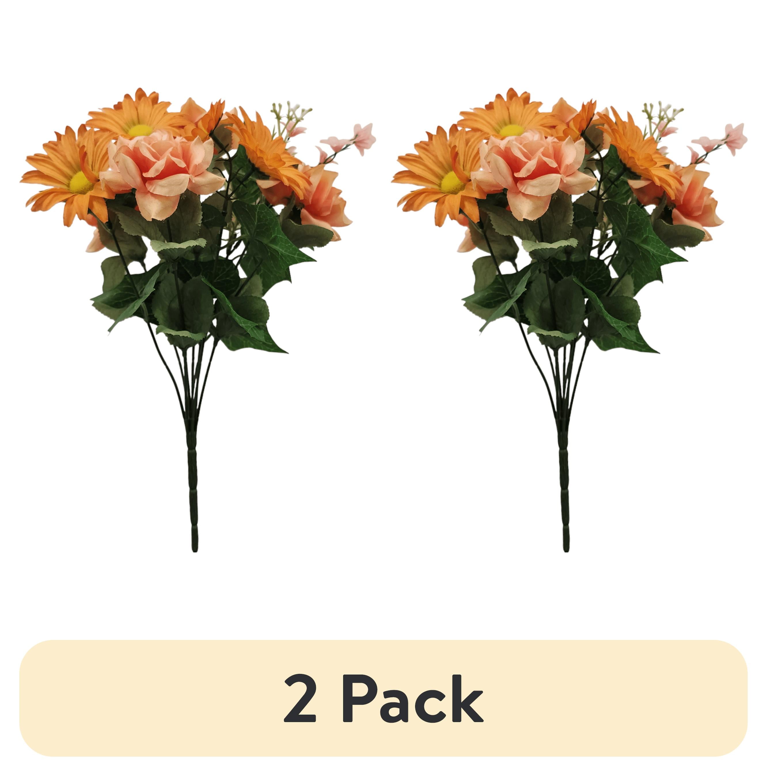 Mainstays Artificial Orange Rose Daisy 16.5 in Tall Spring Flower Bush ...