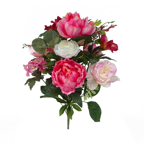 Mainstays Artificial Red Rose Peony Mix Bouquet - Home Decor - Walmart.com