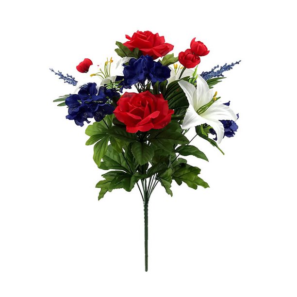 Mainstays Artificial Red, White, and Blue Mixed Rose Bouquet - Walmart ...