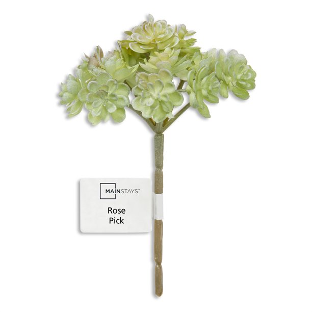 Mainstays Artificial Succulent Rose Pick 5 Inch Green with Pink Tips ...