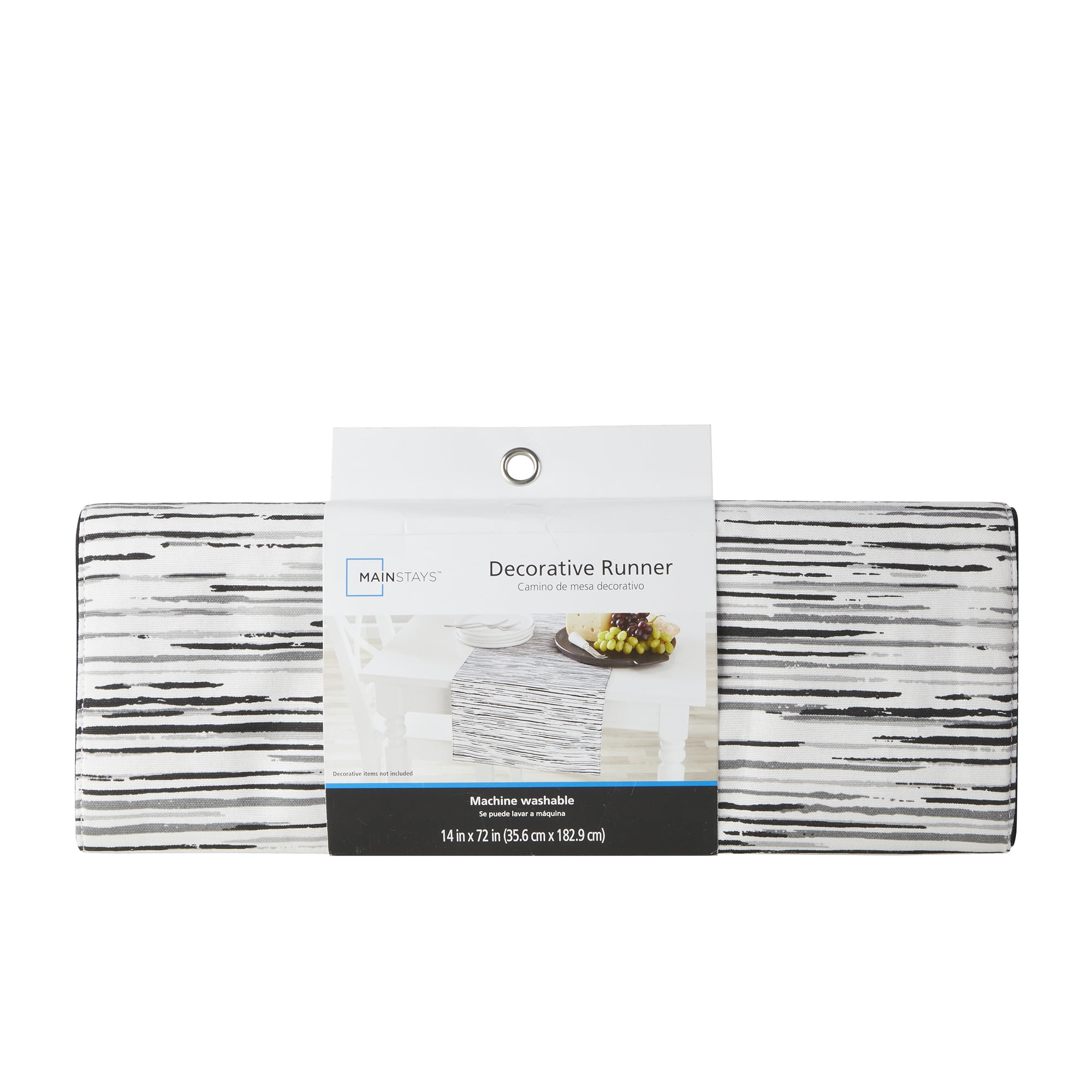 Mainstays Artistic Black and White Striped Table Runner, Standard Size ...