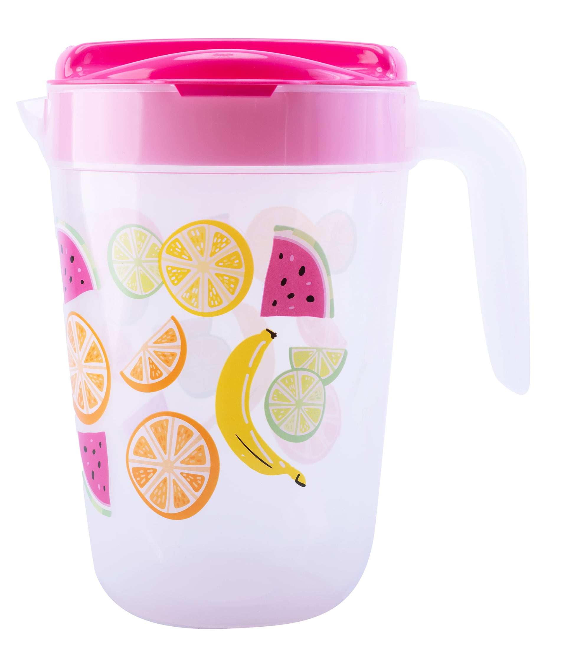 Mainstays - Assorted Fruit Plastic 1 Gallon Pitcher with Red Lid ...